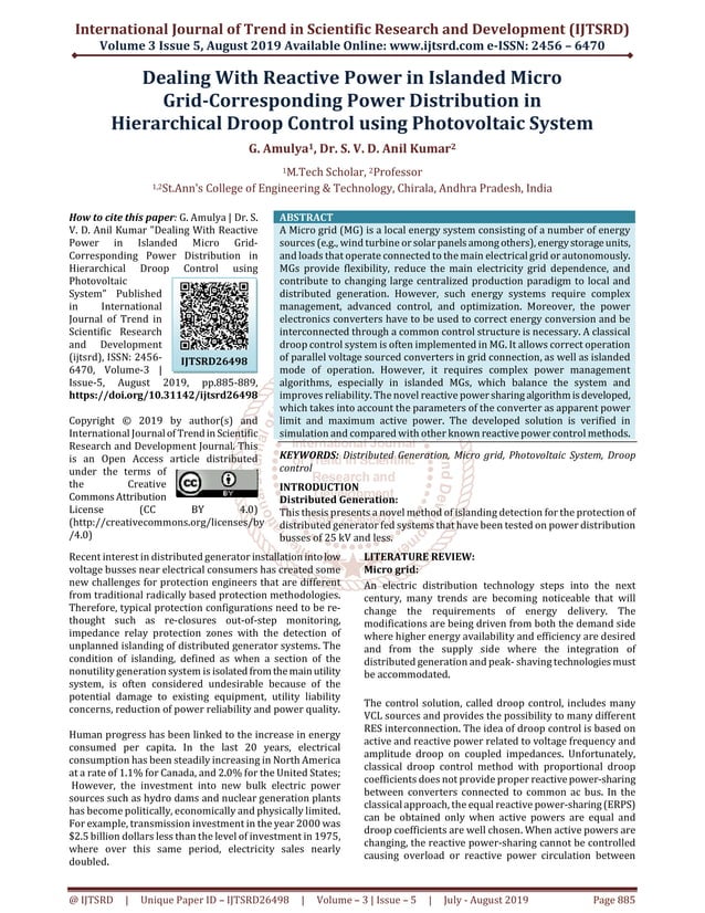 Dealing With Reactive Power In Islanded Micro Grid Corresponding Power Distribution In