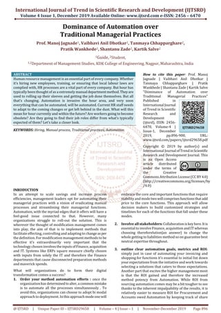 Dominance of Automation over Traditional Managerial Practices | PDF