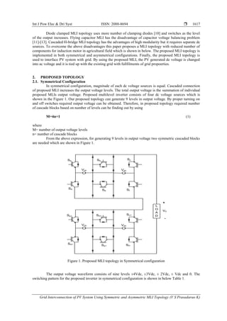 Grid Interconnection of PV System Using Symmetric and Asymmetric MLI Topology | PDF
