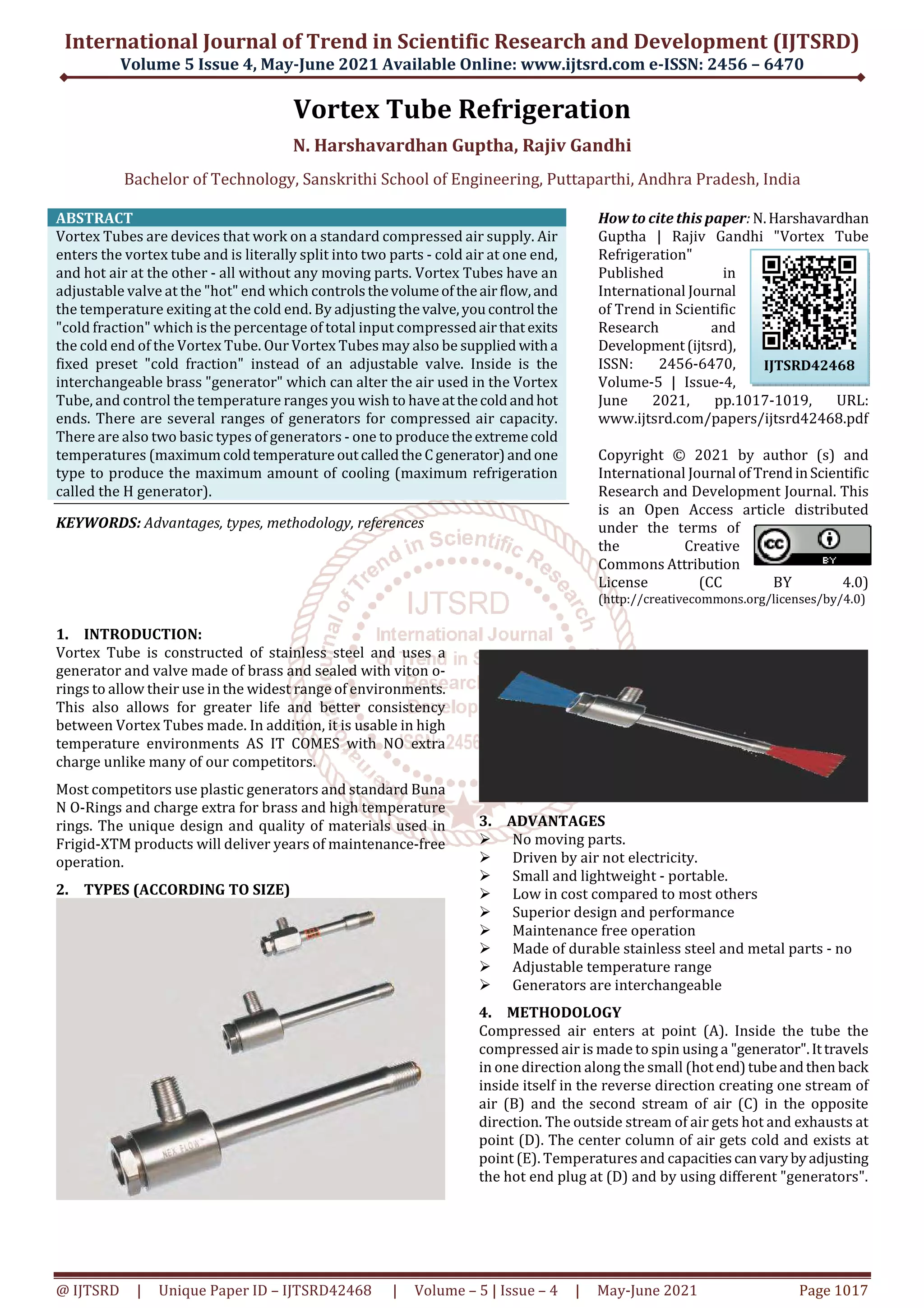 Vortex Tube Refrigeration | PDF