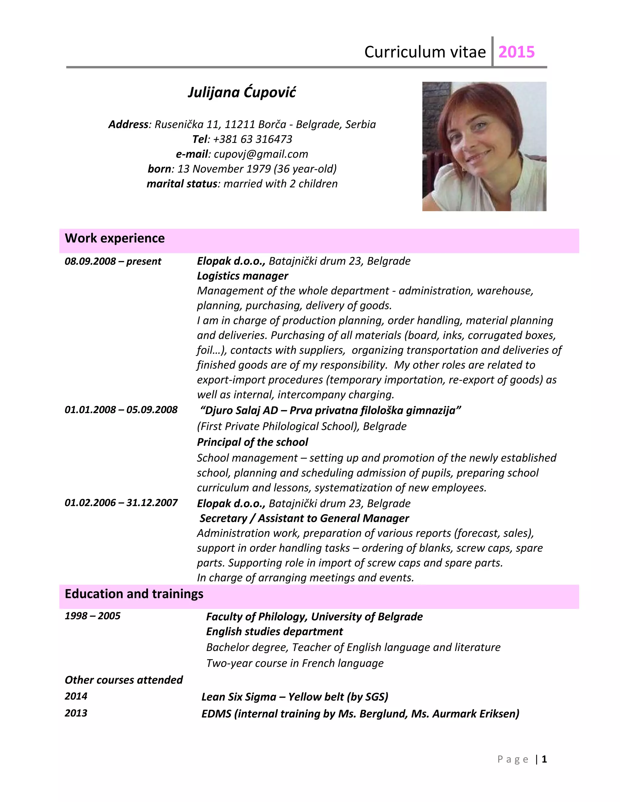 Resume_JCU_2015 | PDF | Business Administration | Business