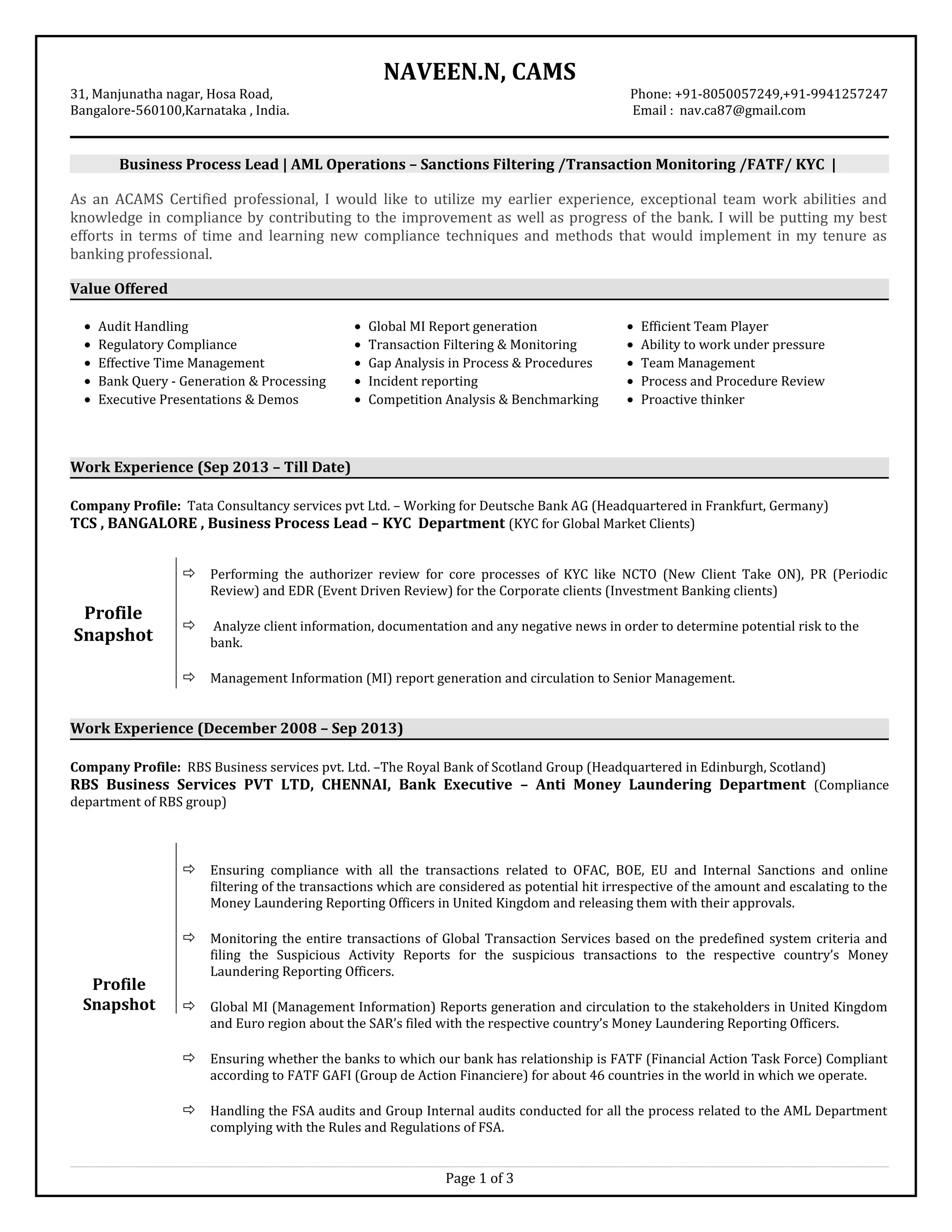 Resume - Naveen | DOC
