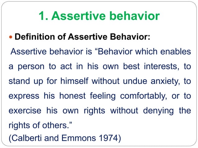 Behavior Type Assertive | PPTX | Parenting | Family and Relationships