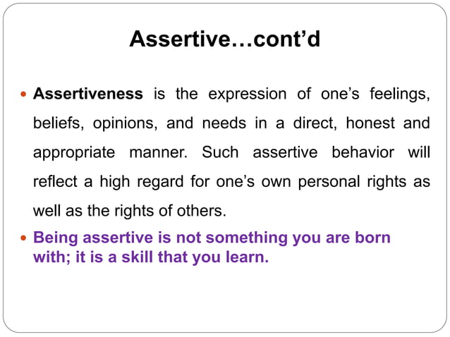 Behavior Type Assertive | PPTX | Parenting | Family and Relationships