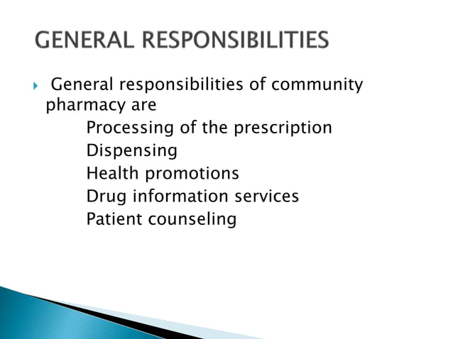 RULES AND RESPONSIBILITIES OF COMMUNITY PHARMACY | PPT