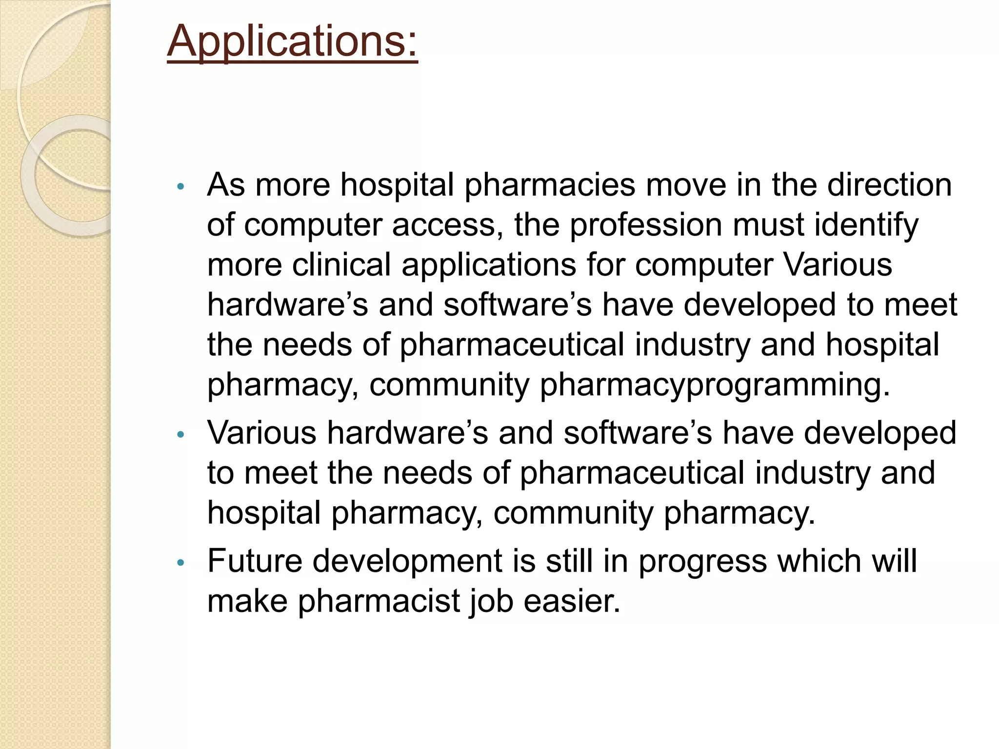 use of computers in community pharmacy | PPTX