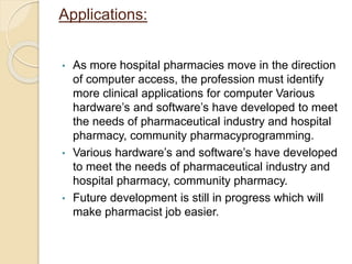 use of computers in community pharmacy | PPTX