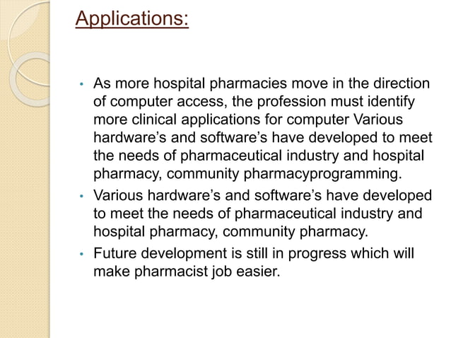 use of computers in community pharmacy | PPTX | Pharmaceutical Industry ...