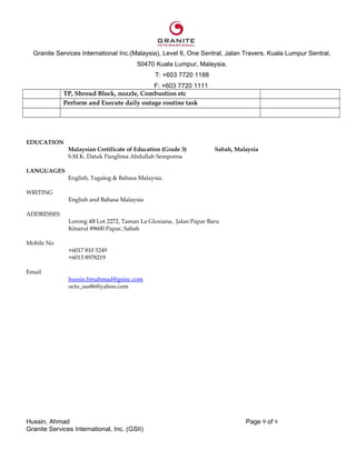 CV - Hussin Bin Ahmad | PDF