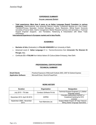 Jasmine Singh_latest resume_2016 | PDF