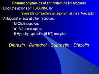 Pharmacology of Antihistamine agents. Immunopharmacology | PPT