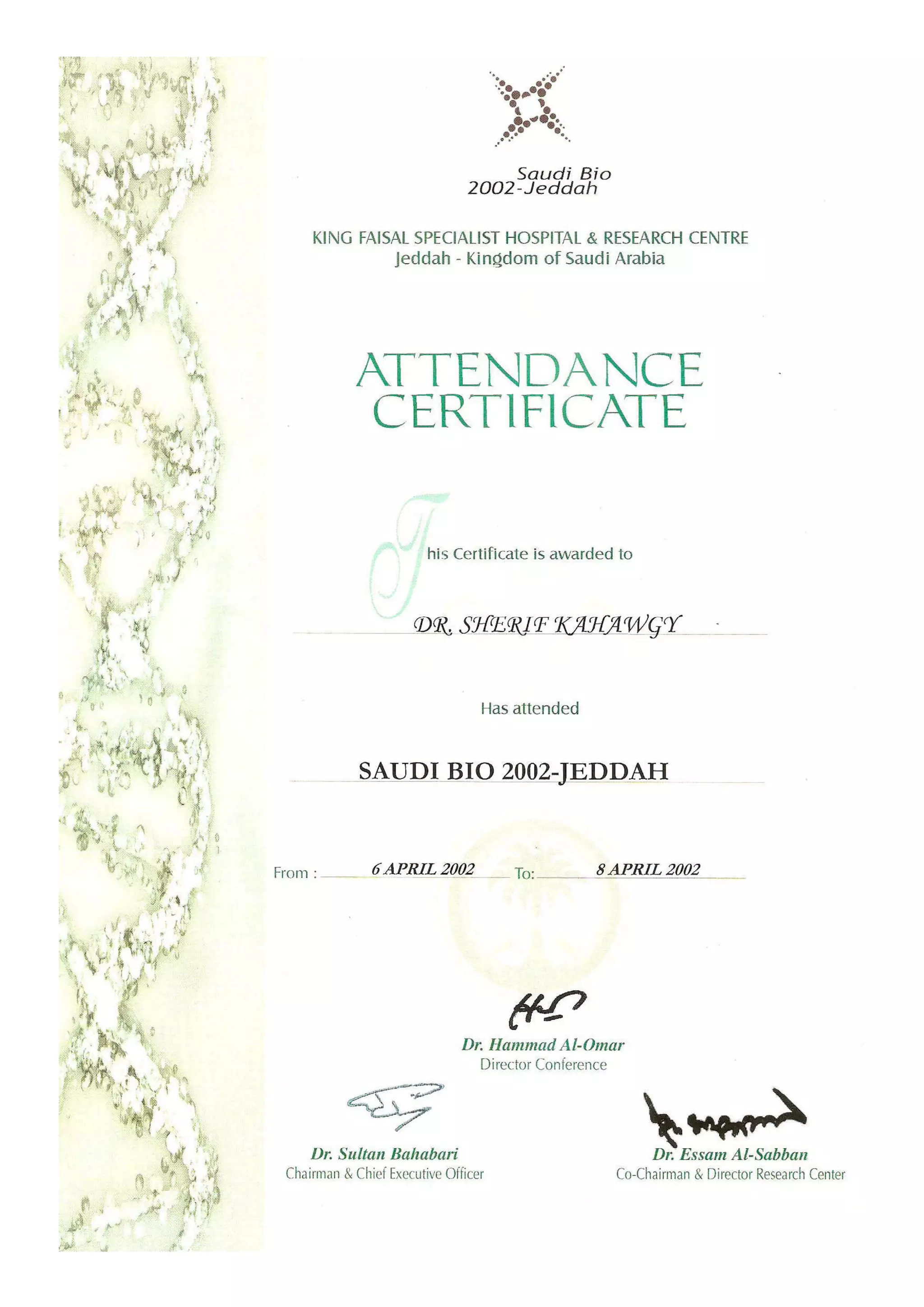 Sherif SAUDI BIO Cirtificat and Traning | PDF