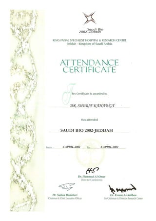 Sherif SAUDI BIO Cirtificat and Traning | PDF