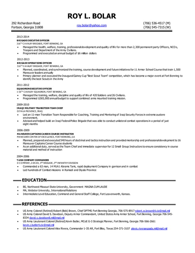Roy L. Bolar Resume | PDF