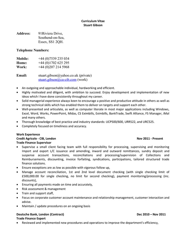 Stuart Gibson - CV | DOC