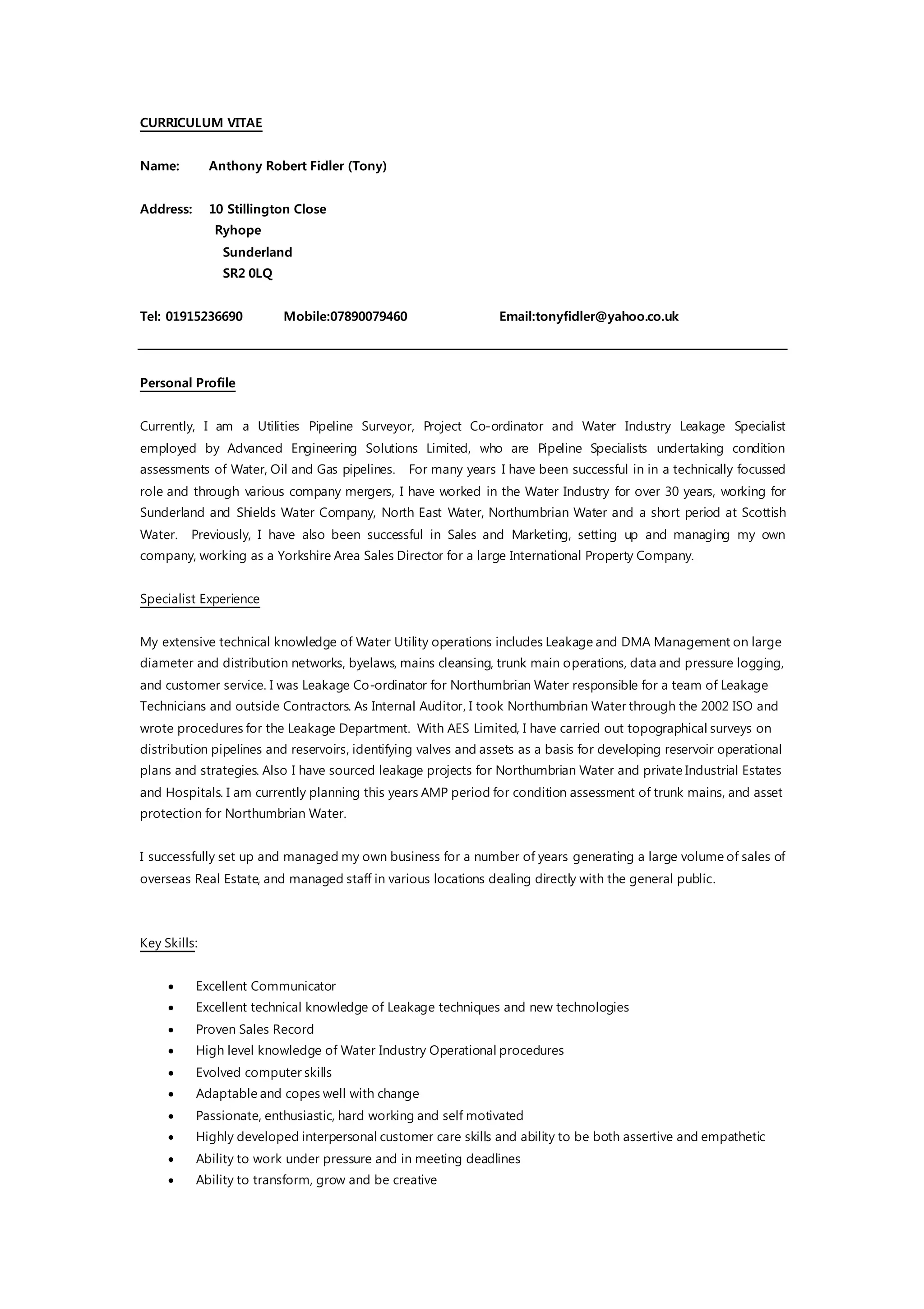 CURRICULUM VITAE T FIDLER | DOCX