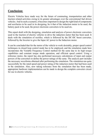 Report on simulation and analysis of converters for electric vehicles | PDF