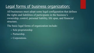 Legal forms of business organization | PPTX