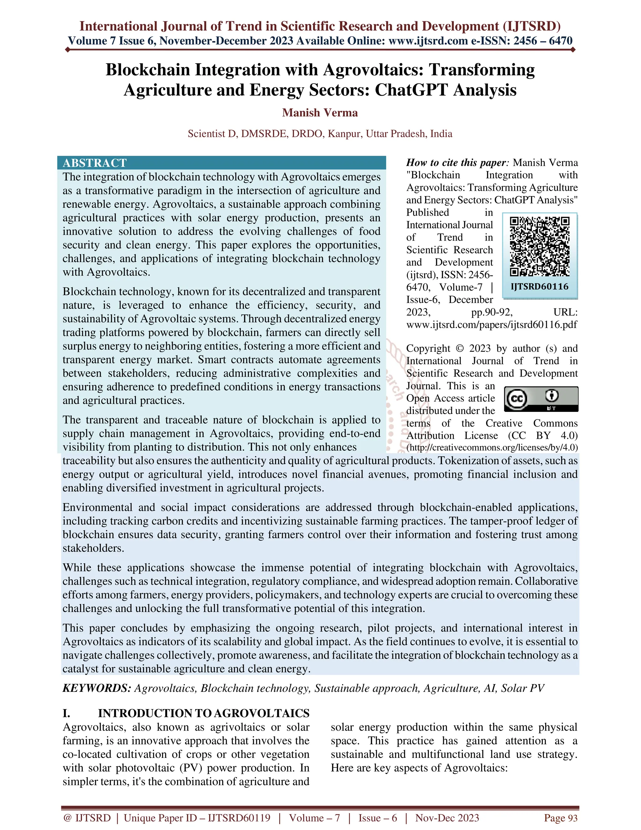 Blockchain Integration with Agrovoltaics Transforming Agriculture and Energy Sectors ChatGPT ...