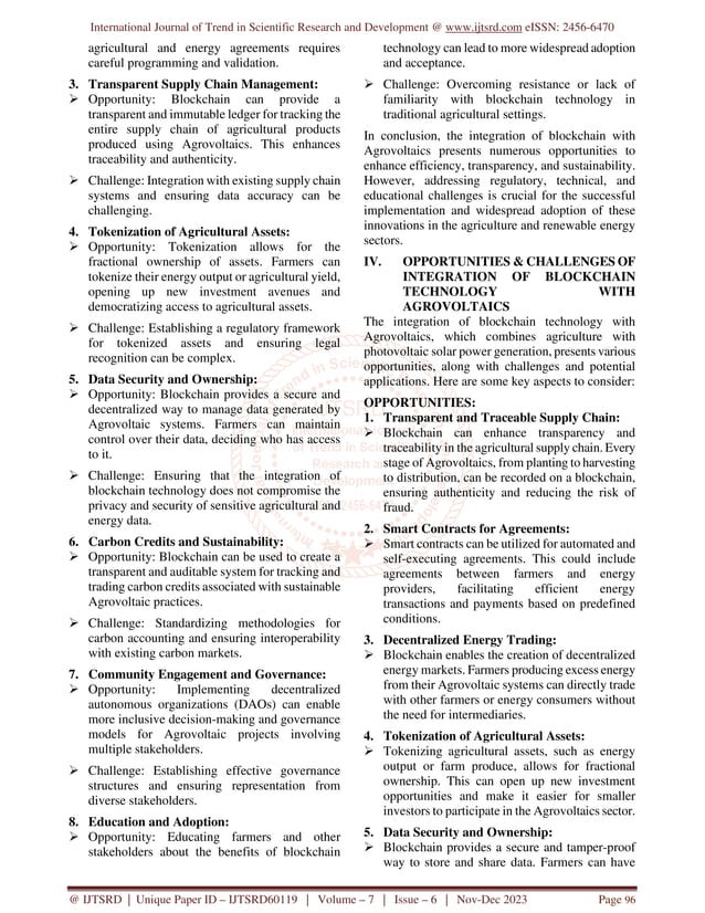 Blockchain Integration with Agrovoltaics Transforming Agriculture and ...