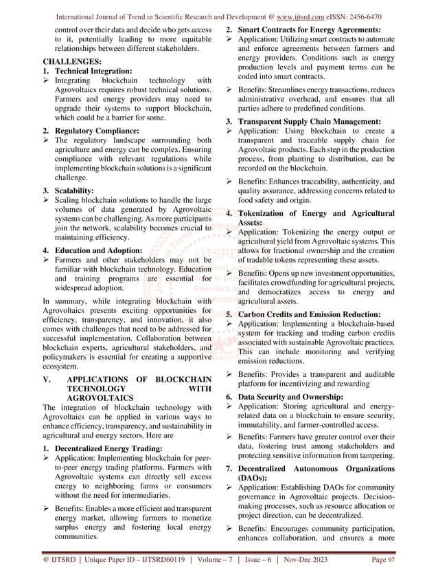 Blockchain Integration with Agrovoltaics Transforming Agriculture and ...