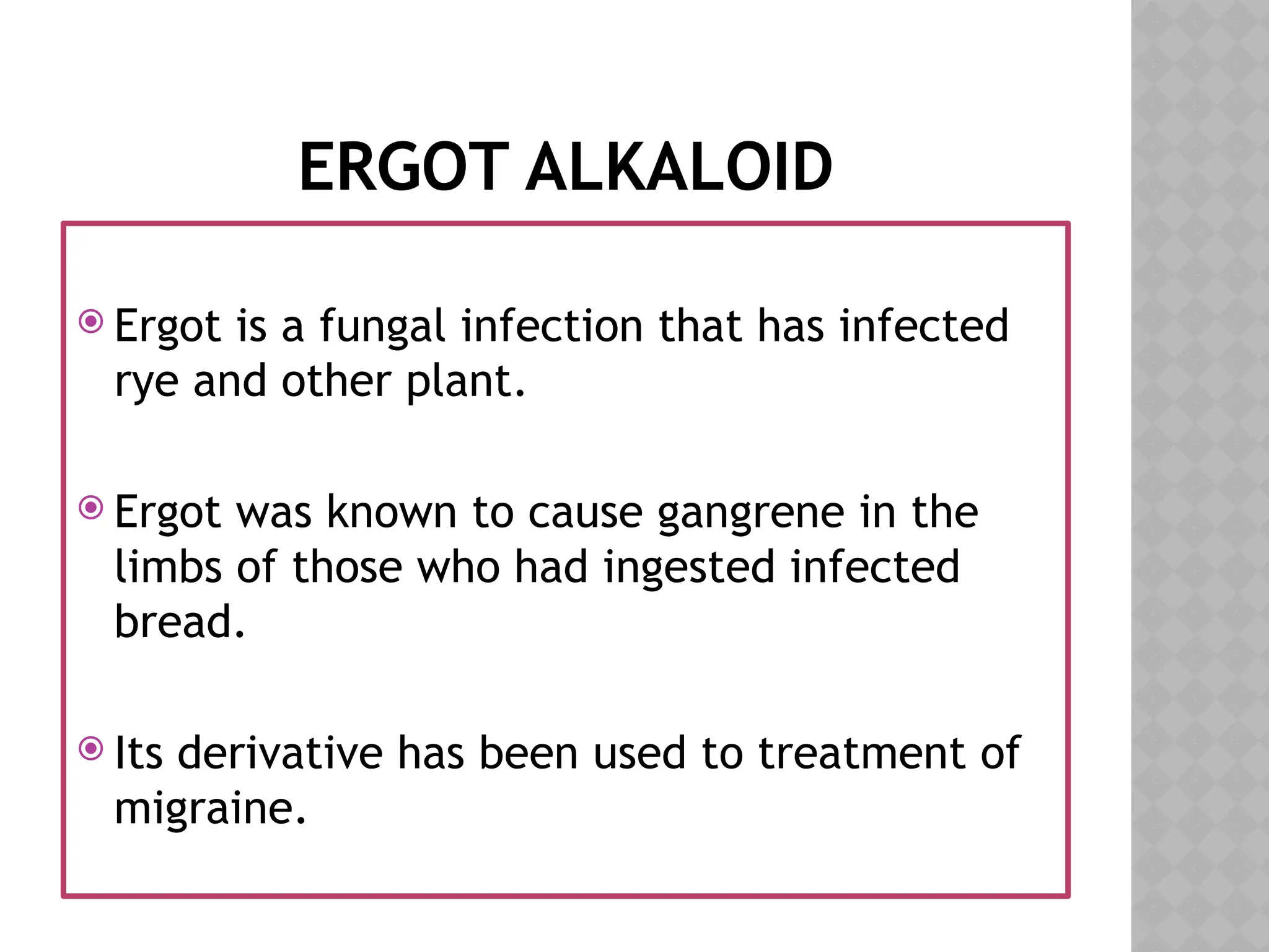 ergot defination its constituent and their uses | PPT