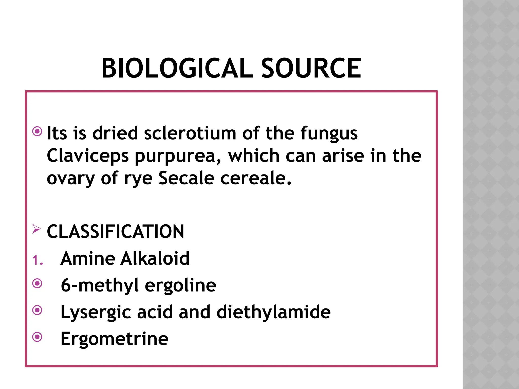 ergot defination its constituent and their uses | PPT