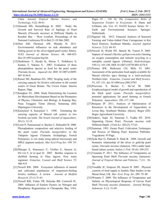 Carrying Capacity for Pinctada maxima (Jameson 1901) Farming in Sathean ...