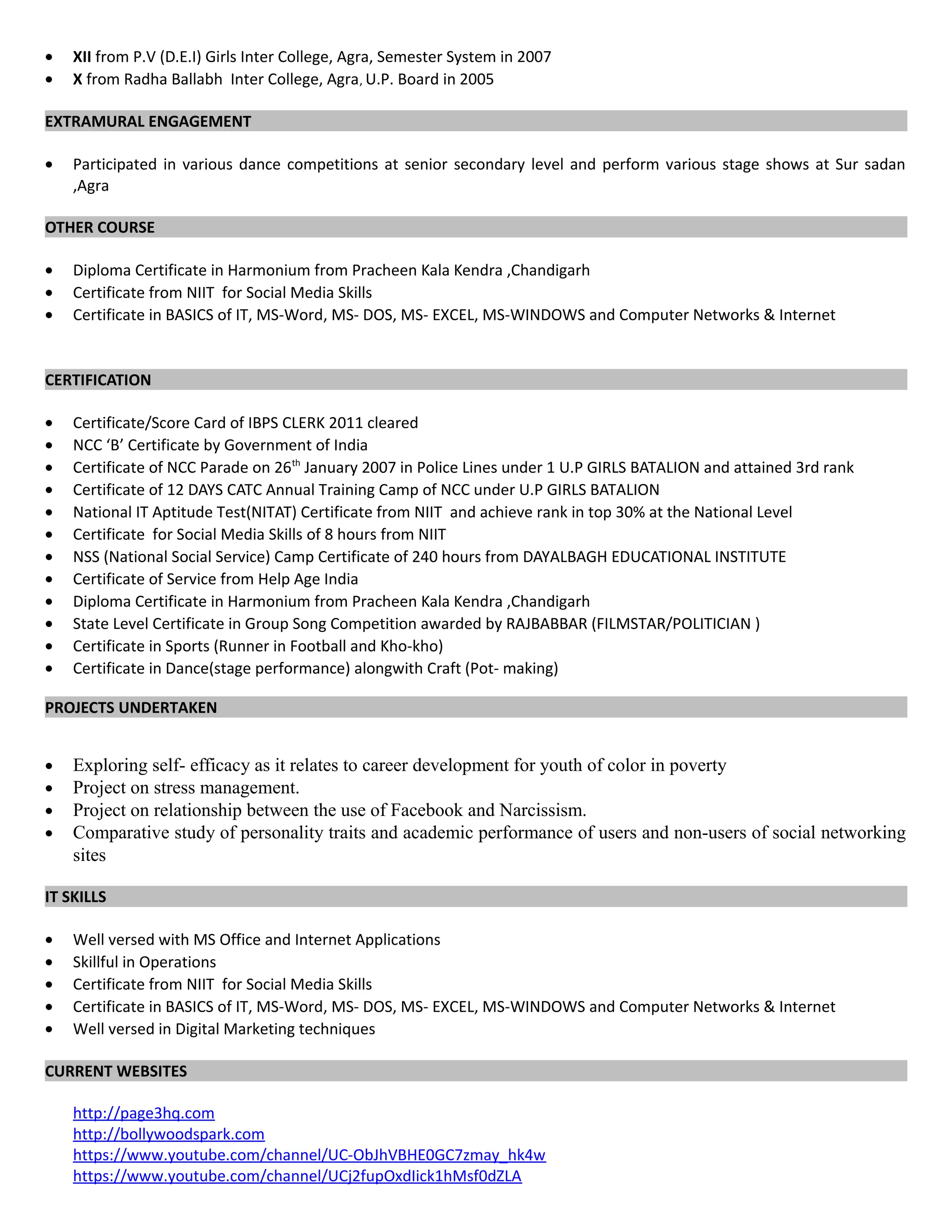 CURRICULUM VITAE- SONALI | DOC