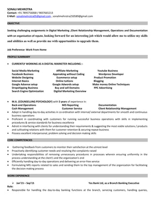 CURRICULUM VITAE- SONALI | PDF