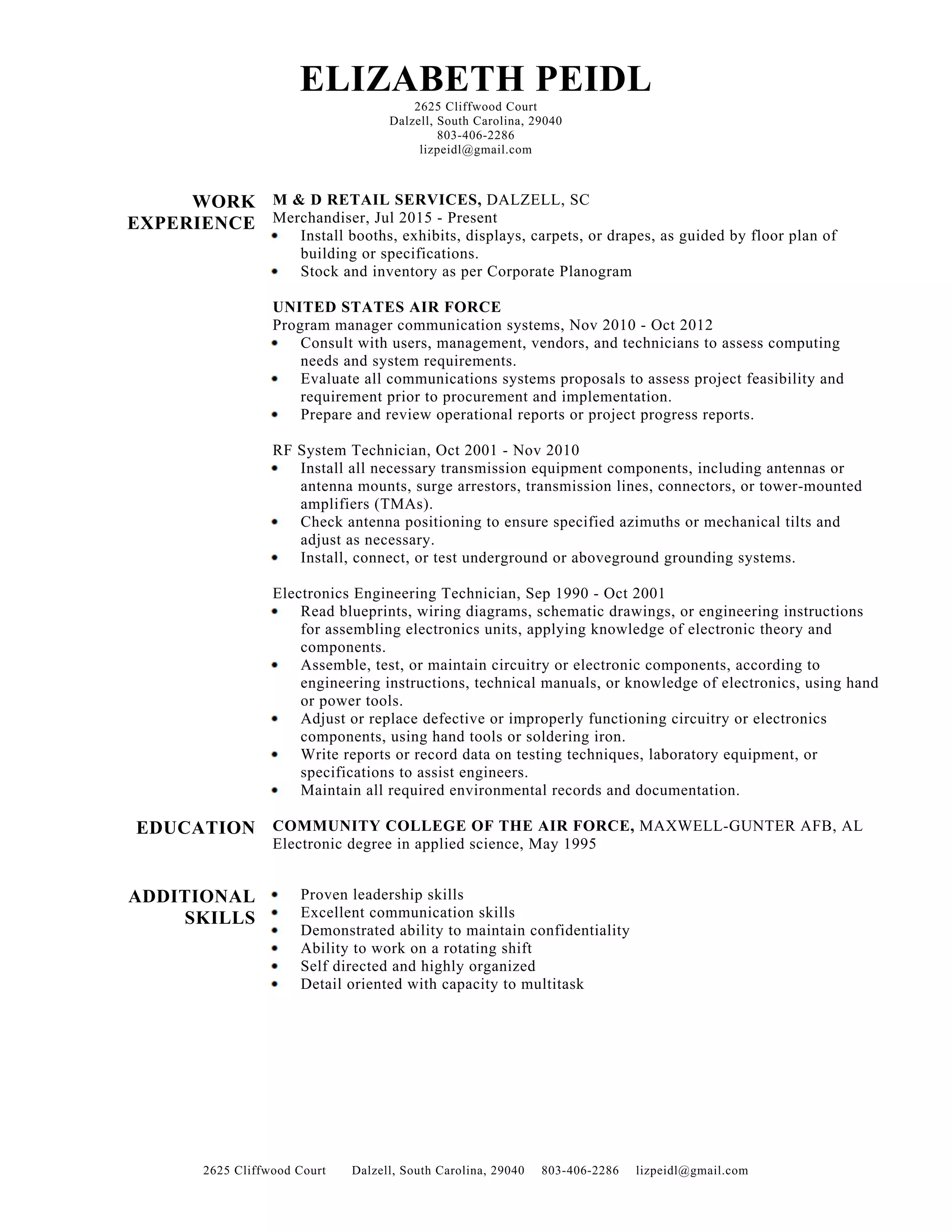 Liz Peidl Resume | PDF