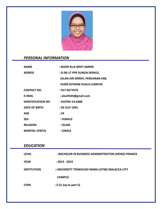 Noor Alia CV | PDF