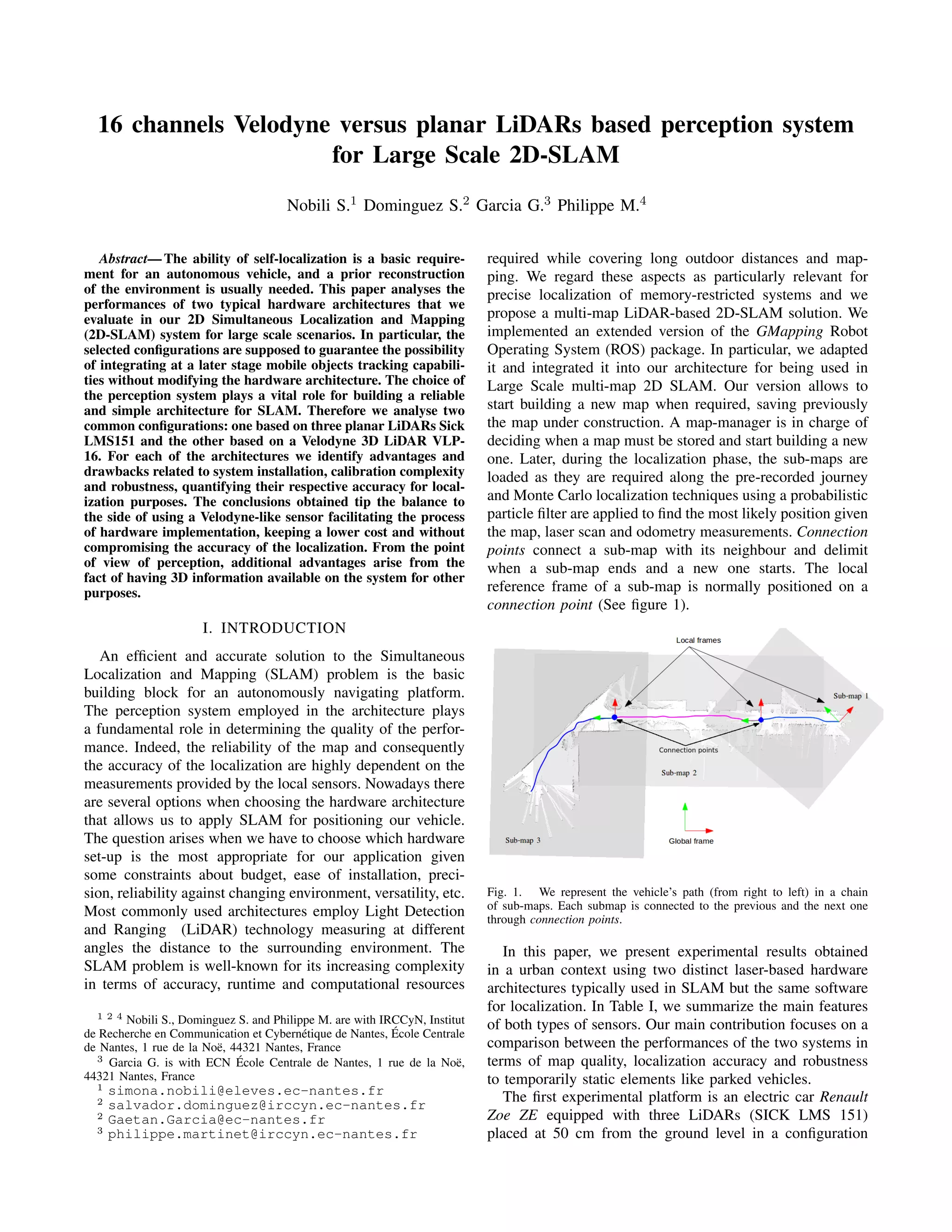 16 channels Velodyne versus planar LiDARs based perception system for Large Scale 2D-SLAM | PDF ...
