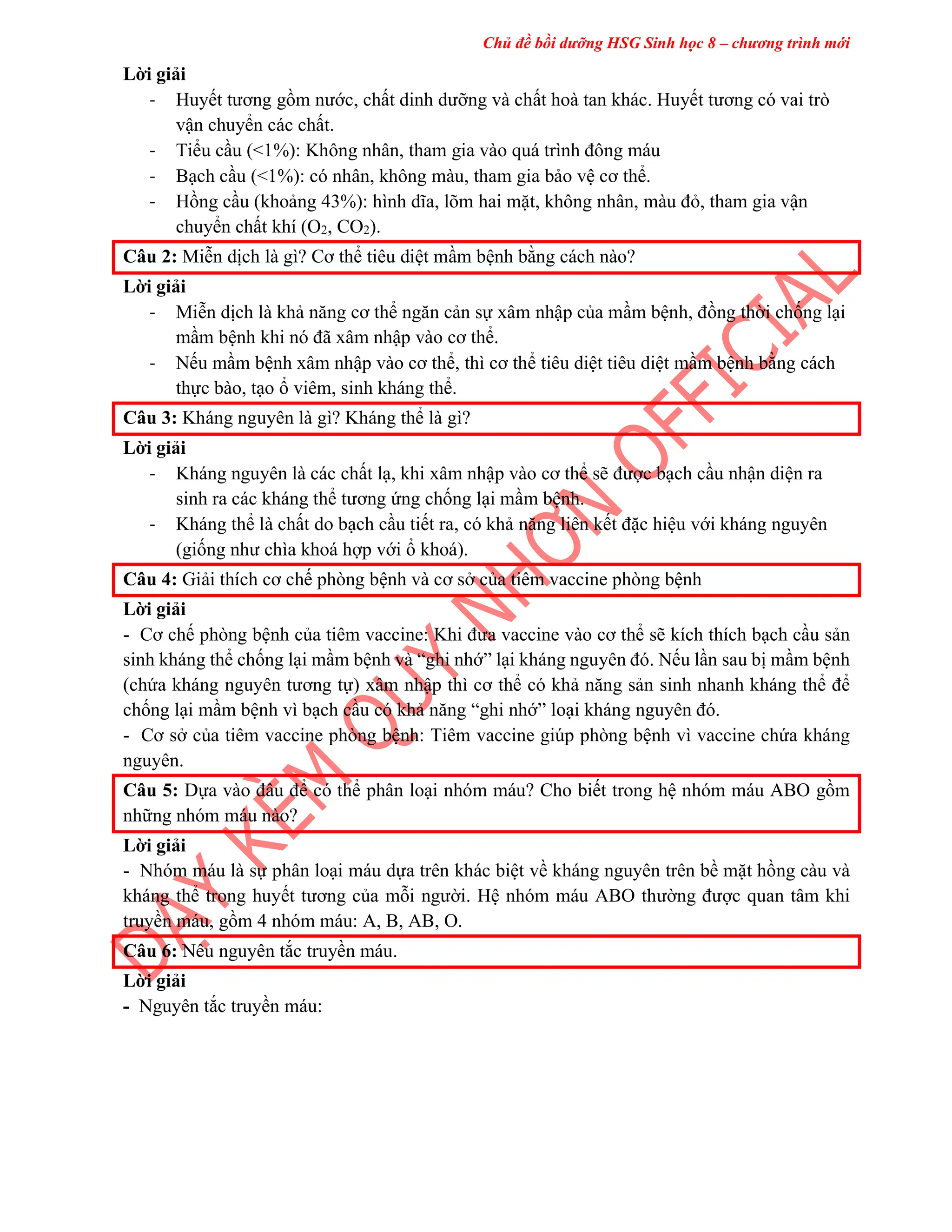 16 CHUYÊN ĐỀ BỒI DƯỠNG HỌC SINH GIỎI KHOA HỌC TỰ NHIÊN 8 CHƯƠNG TRÌNH MỚI - PHẦN SINH HỌC (CÓ ...