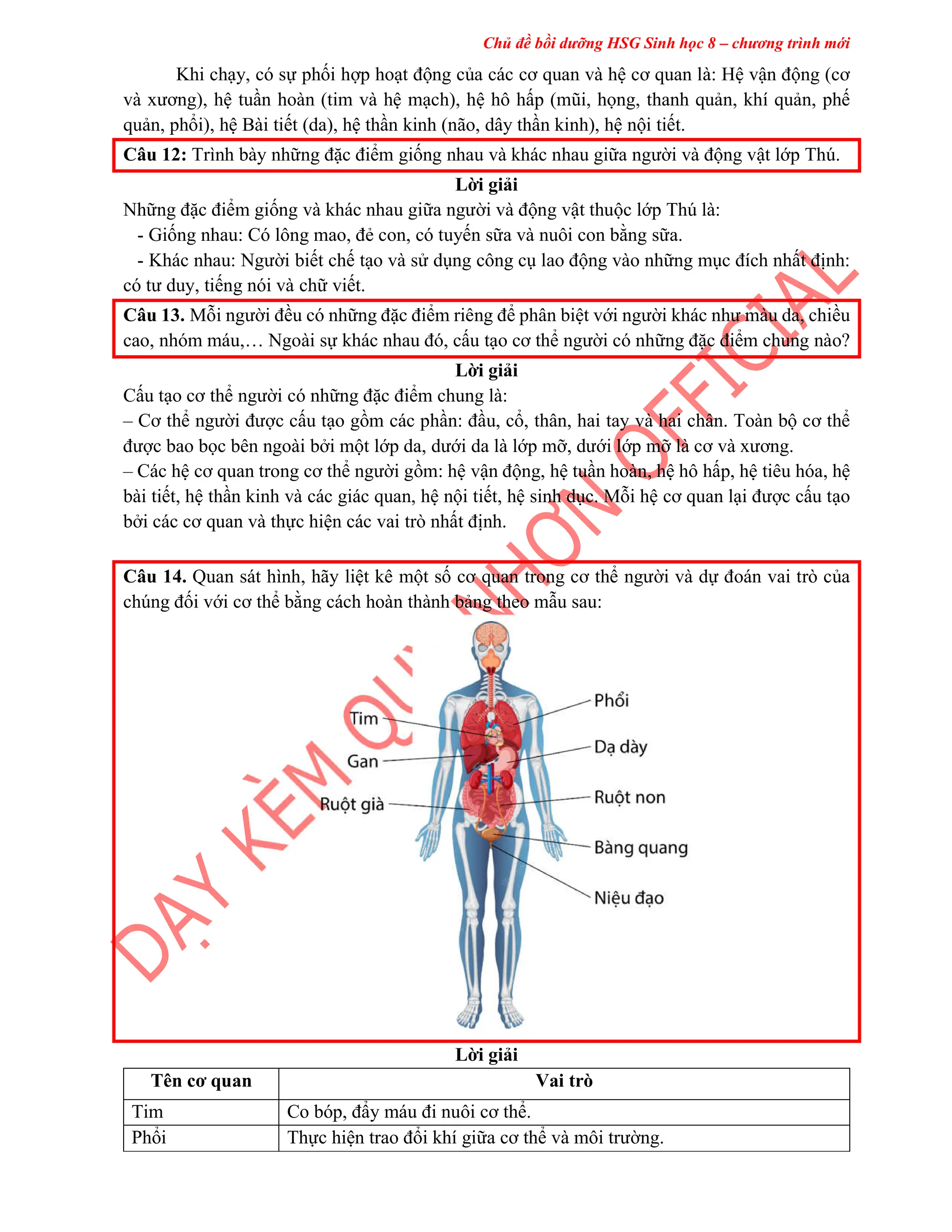 16 CHUYÊN ĐỀ BỒI DƯỠNG HỌC SINH GIỎI KHOA HỌC TỰ NHIÊN 8 CHƯƠNG TRÌNH MỚI - PHẦN SINH HỌC (CÓ ...