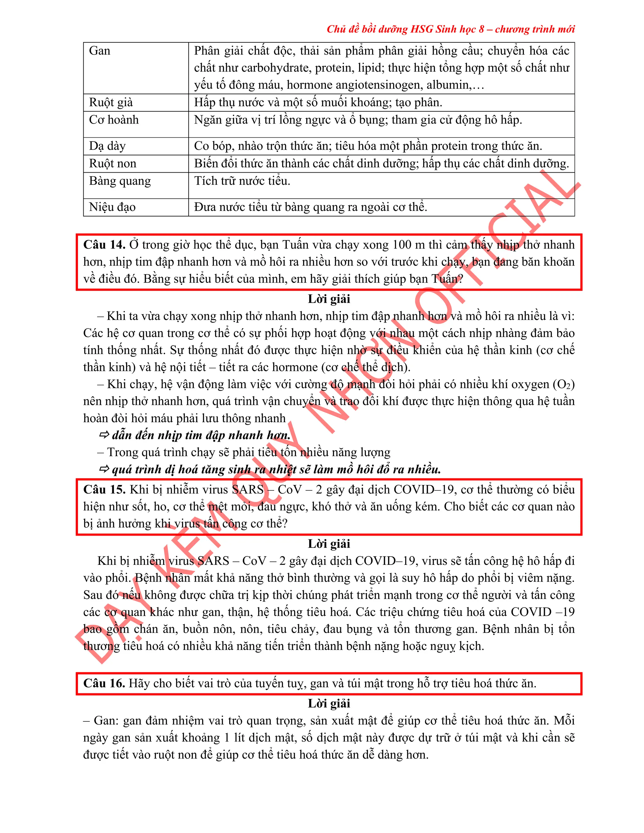 16 CHUYÊN ĐỀ BỒI DƯỠNG HỌC SINH GIỎI KHOA HỌC TỰ NHIÊN 8 CHƯƠNG TRÌNH MỚI - PHẦN SINH HỌC (CÓ ...