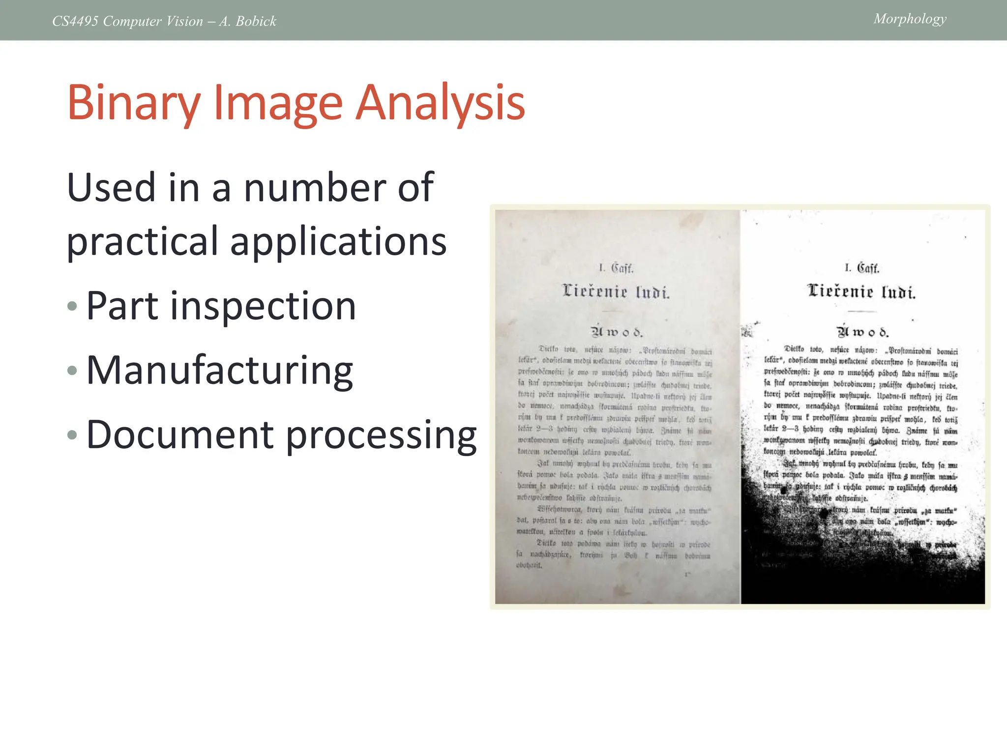 Binary images and Morphology - Computer Vision | PDF