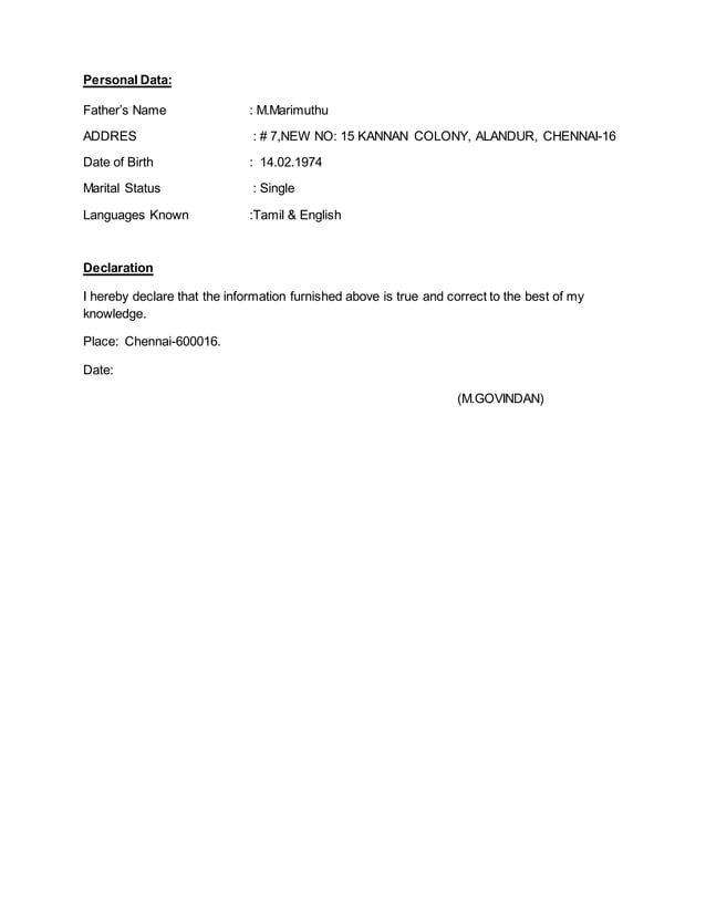 Govindan resume | DOCX | Civil Engineering Industry | Industries