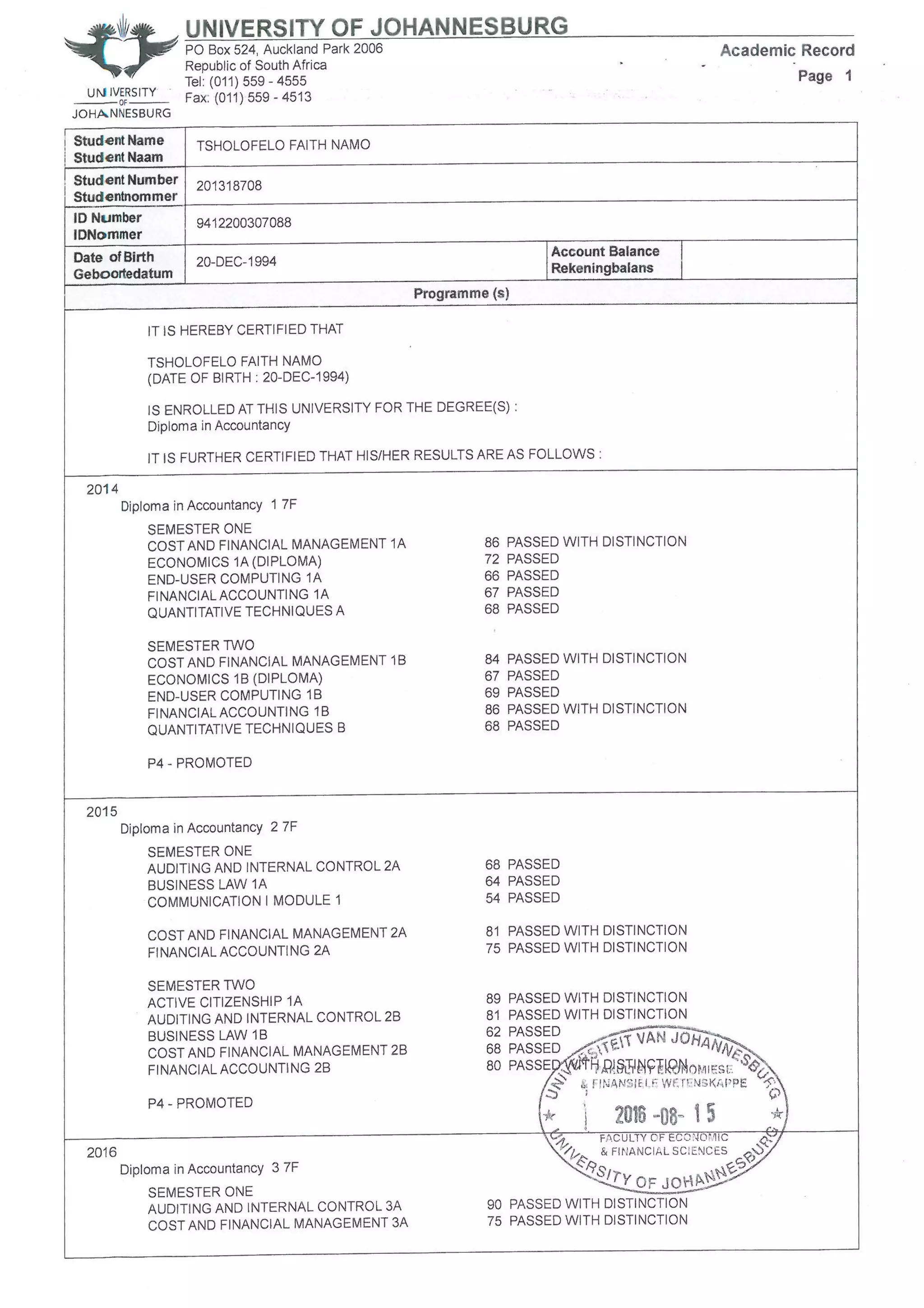 Certified Academic Record and ID copy | PDF