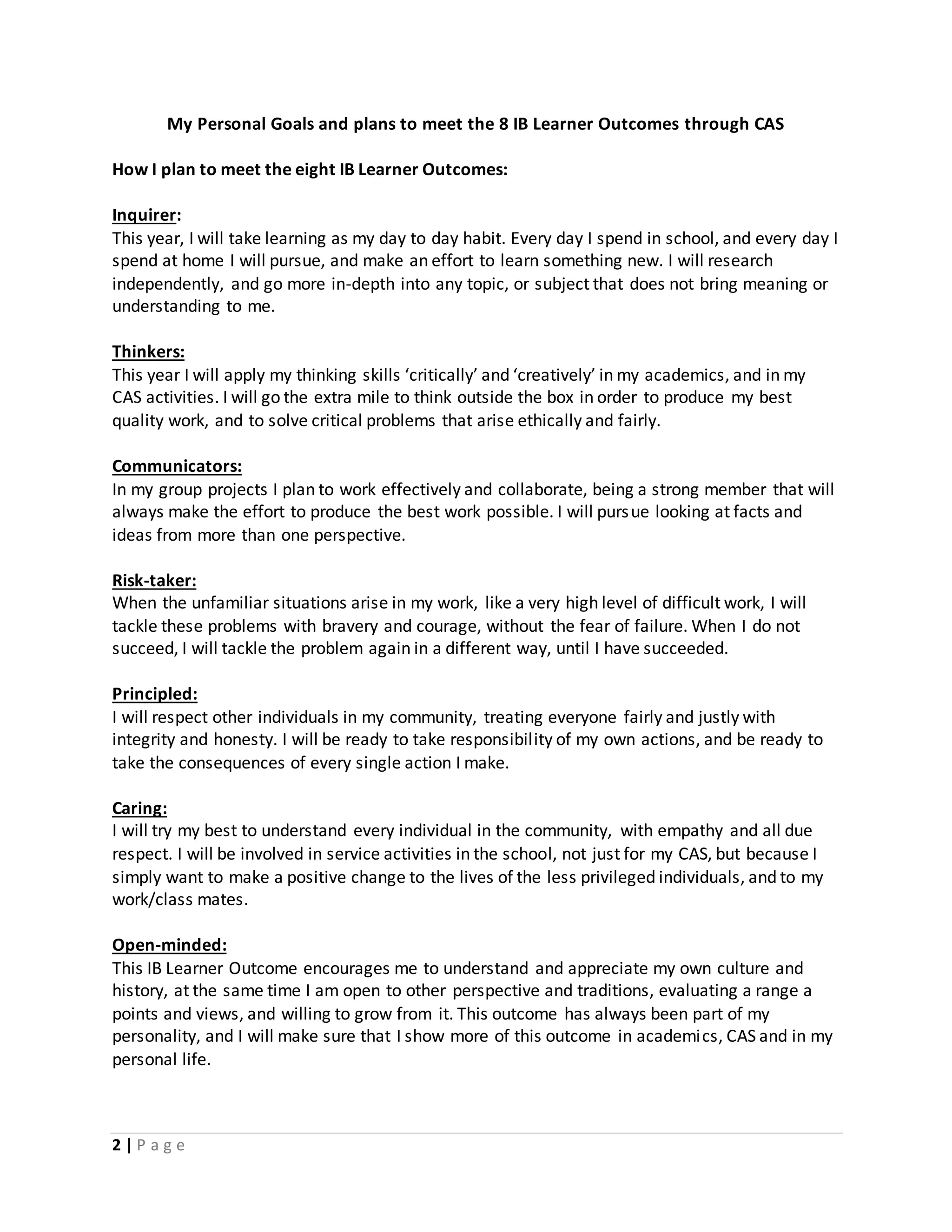 IB CAS Portfolio | DOCX