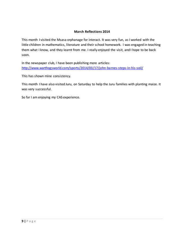 IB CAS Portfolio | DOCX | Secondary Education | Education