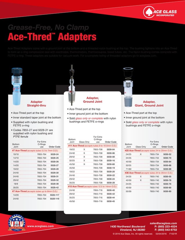 F1021R Ace-Thred Adapters | PDF