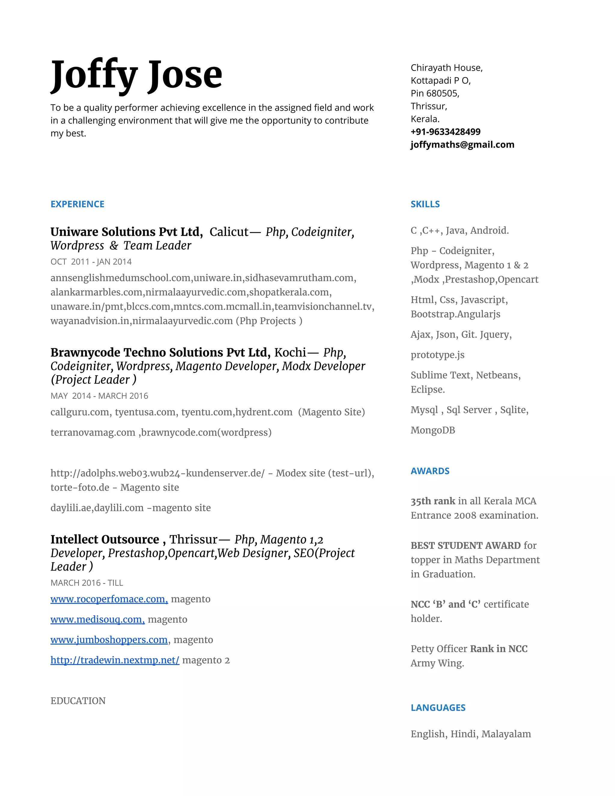 Resume | PDF | Web Development | Internet