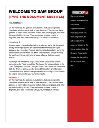 WELCOME TO SAM GROUP | DOCX | Technology & Computing