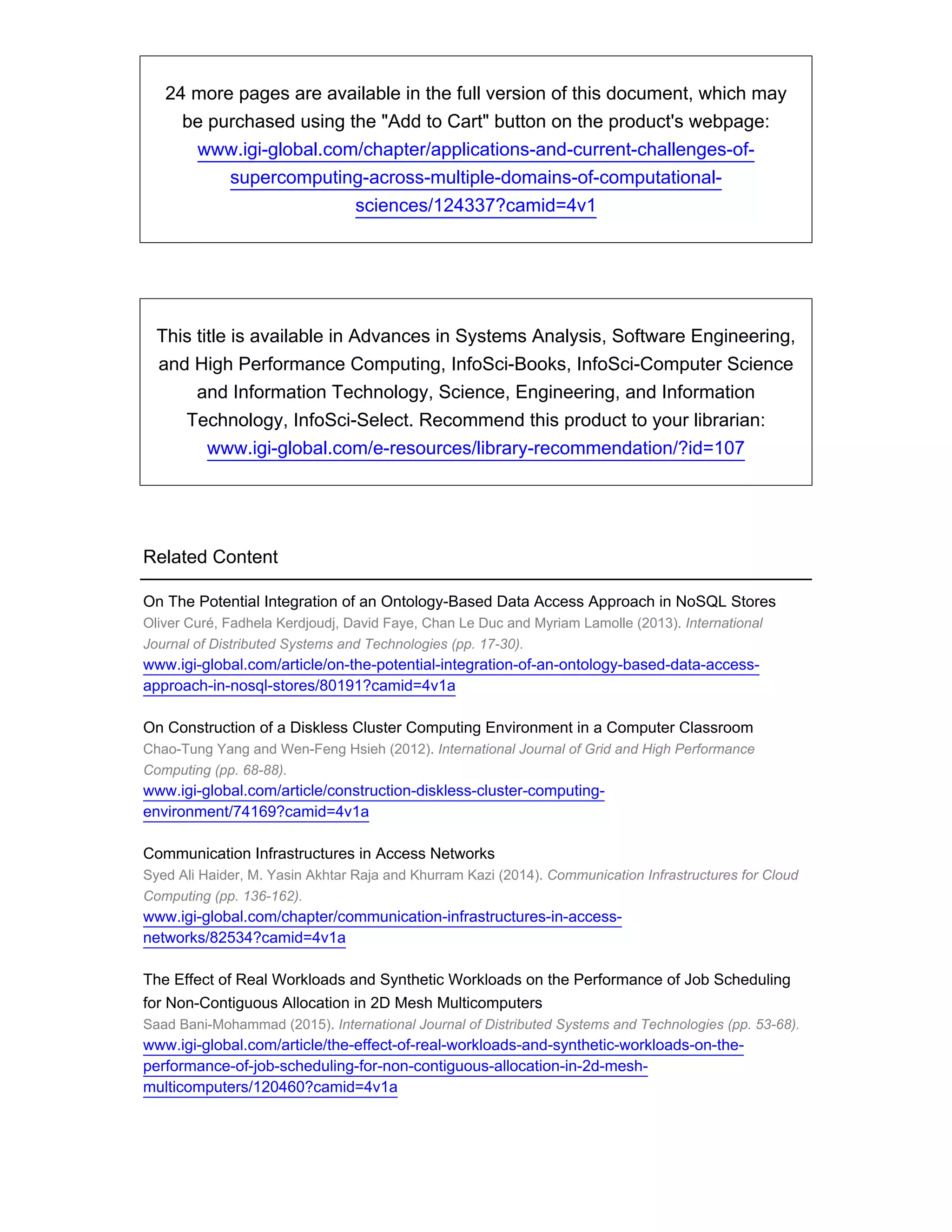 Applications And Current Challenges Of Supercomputing Across Multiple Domains Of Computational
