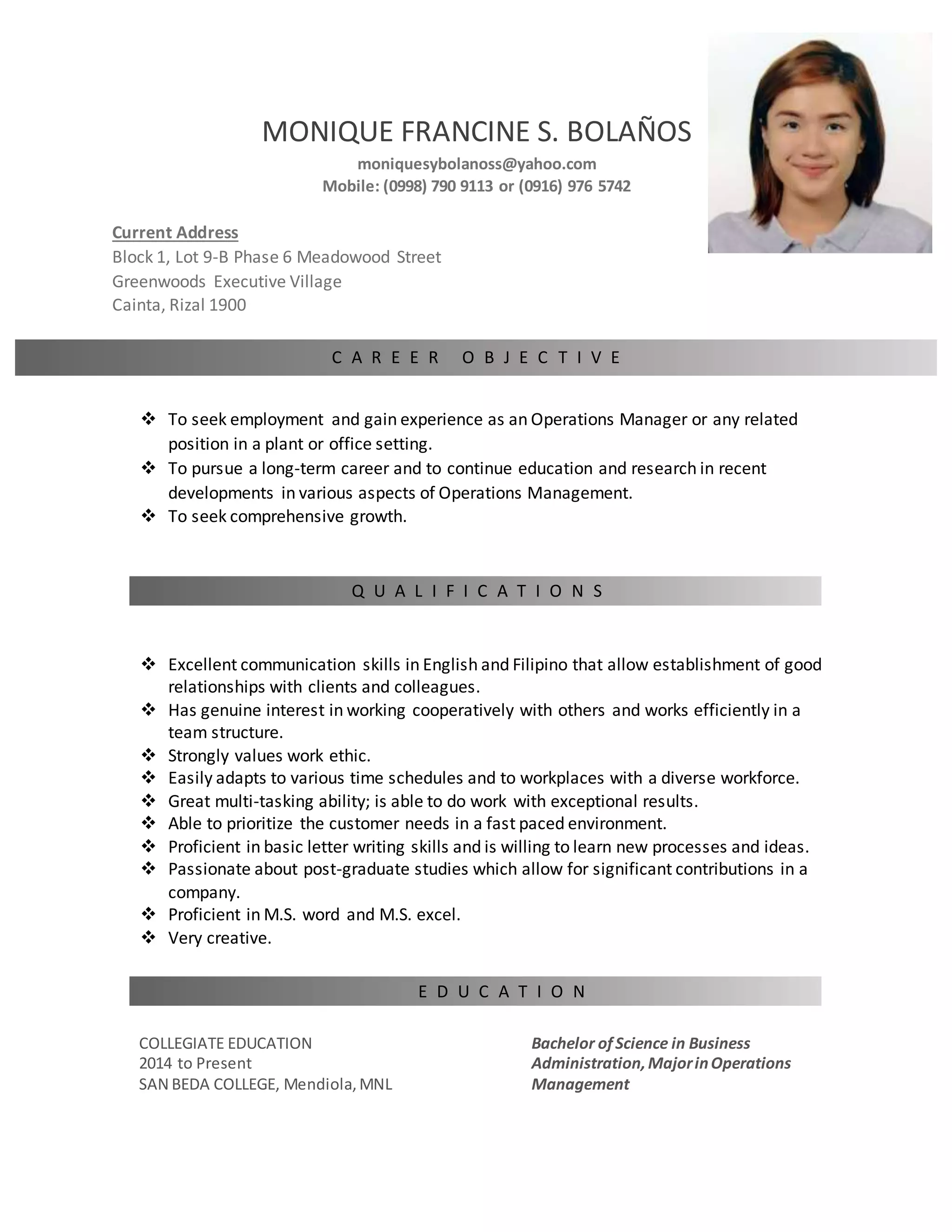 MMONIQUE FRANCINE S RESUME (1) | DOCX