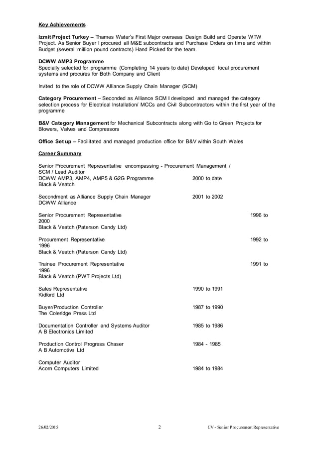 Noel Goodwin CV - Senior Procurement Representative | DOCX | Business ...