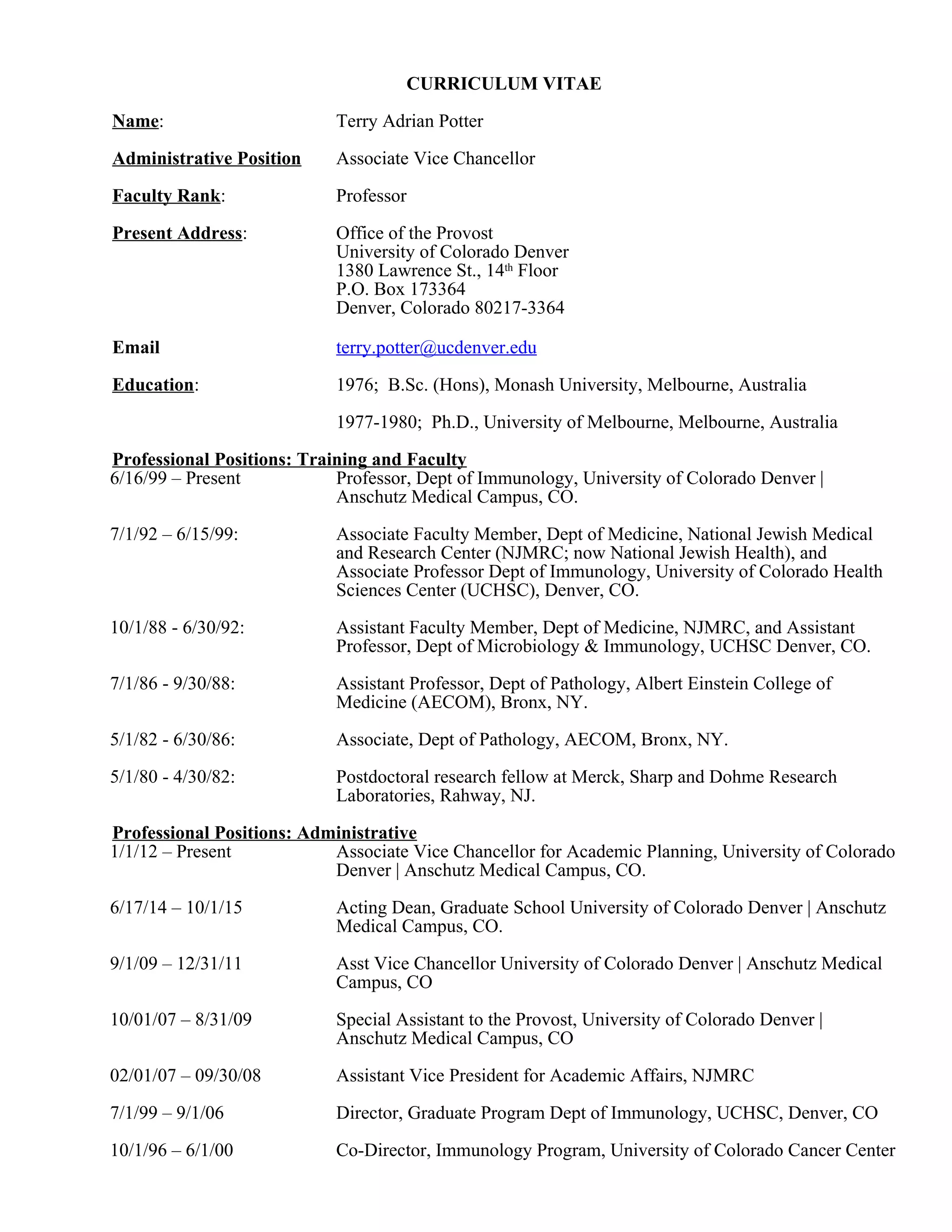 CV-Terry_Potter with Admin | DOC