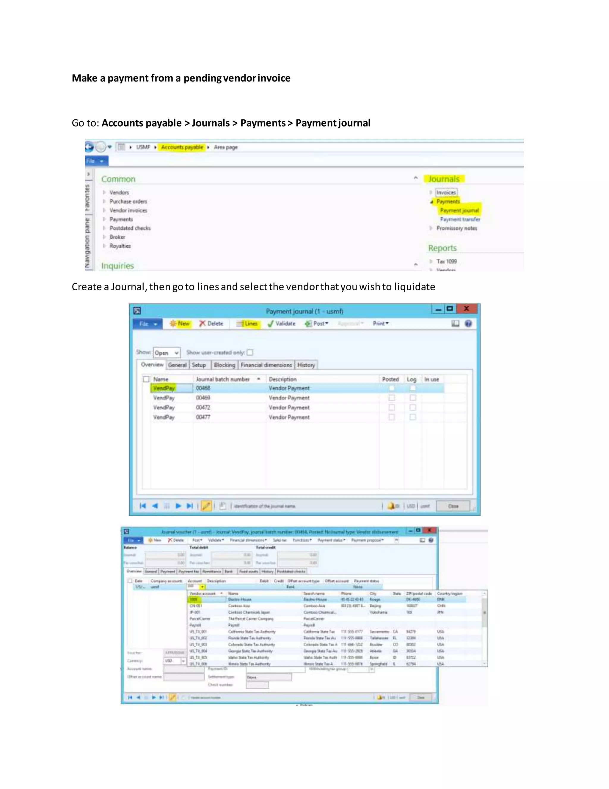 Make a payment from a pending vendor invoice | DOCX