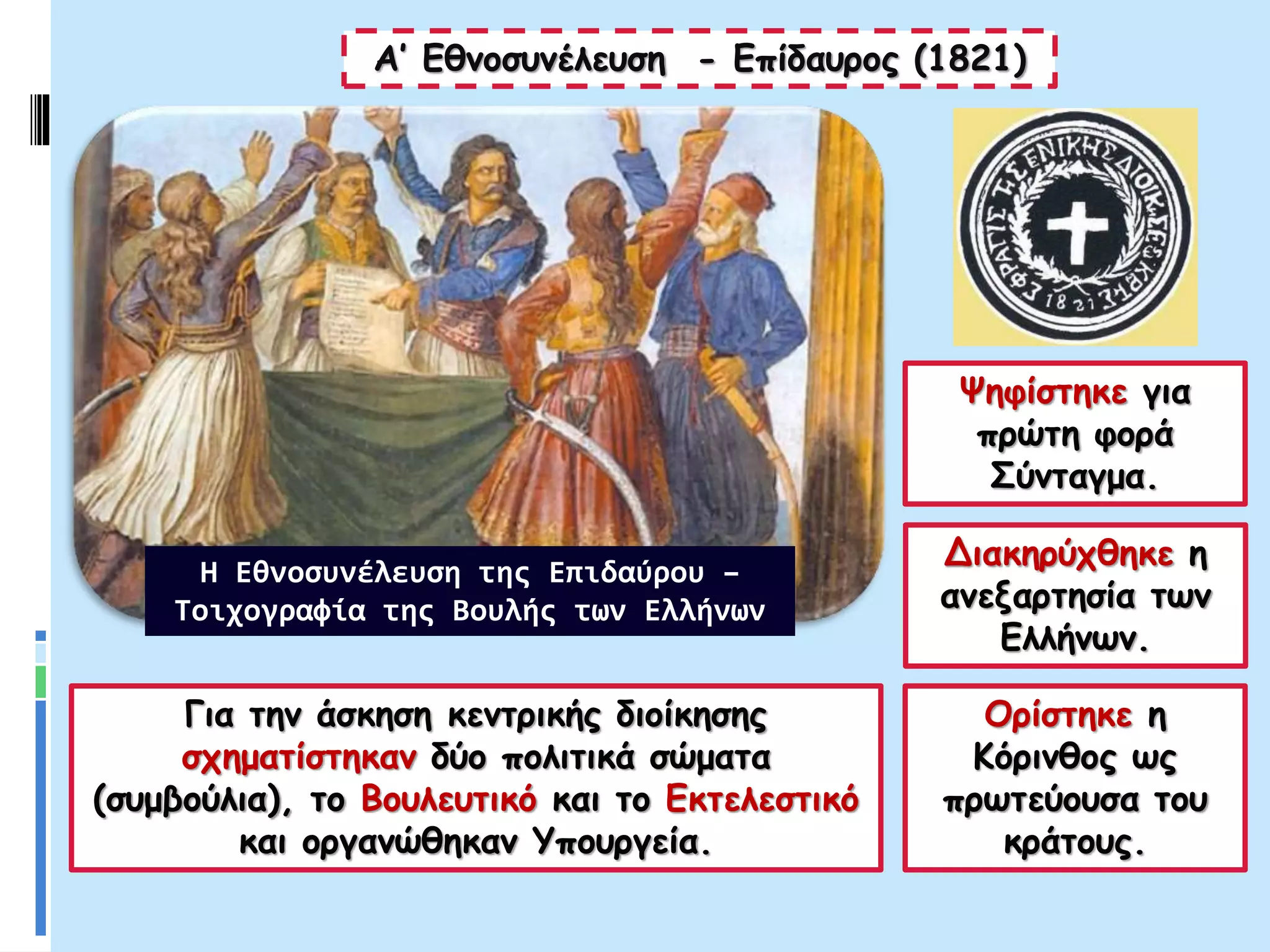 16. Οι Εθνοσυνελεύσεις και η πολιτική οργάνωση του Αγώνα | PPTX